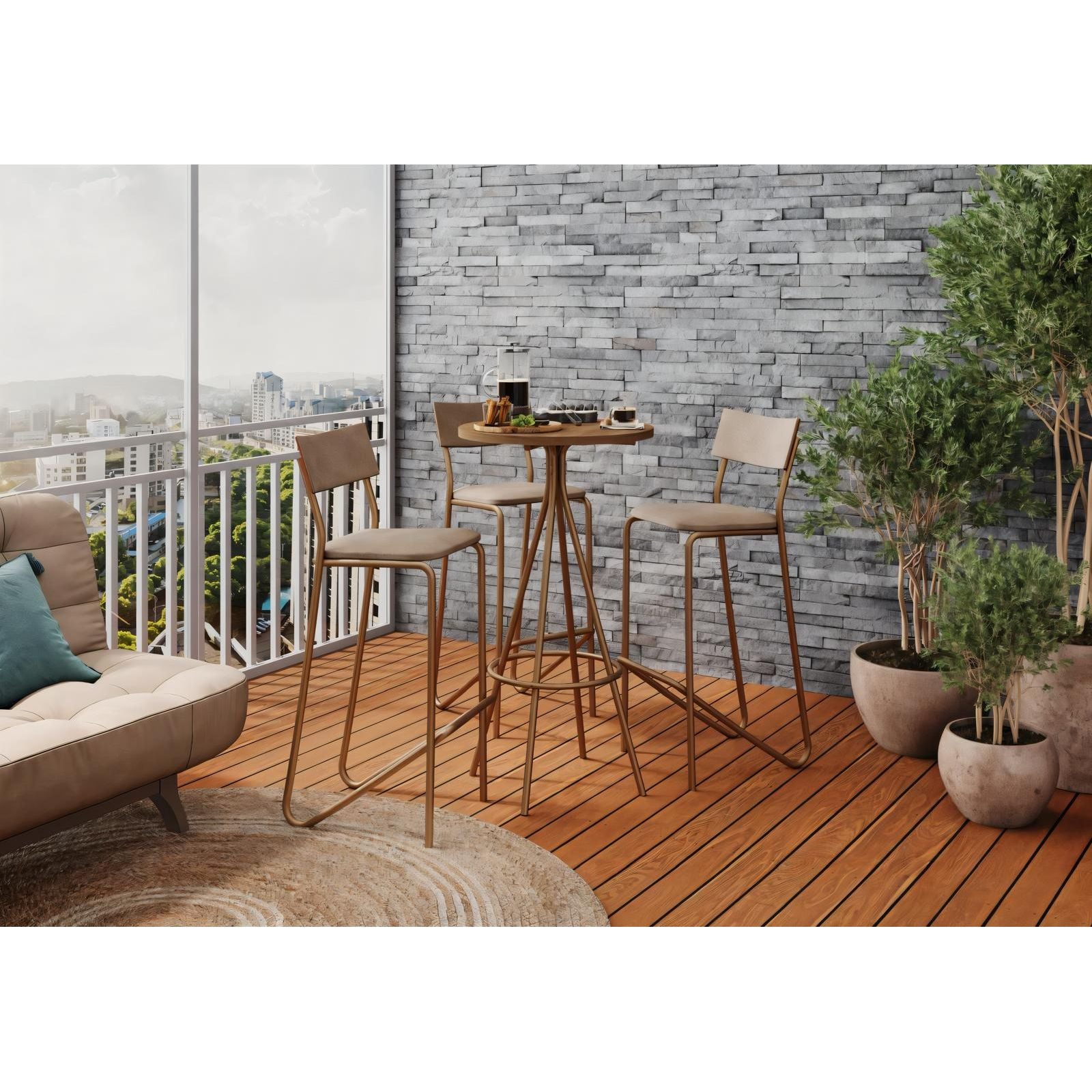 Contemporary Bistro Table & Jenny Barstool Pub Table Set - Natural/Ros ...